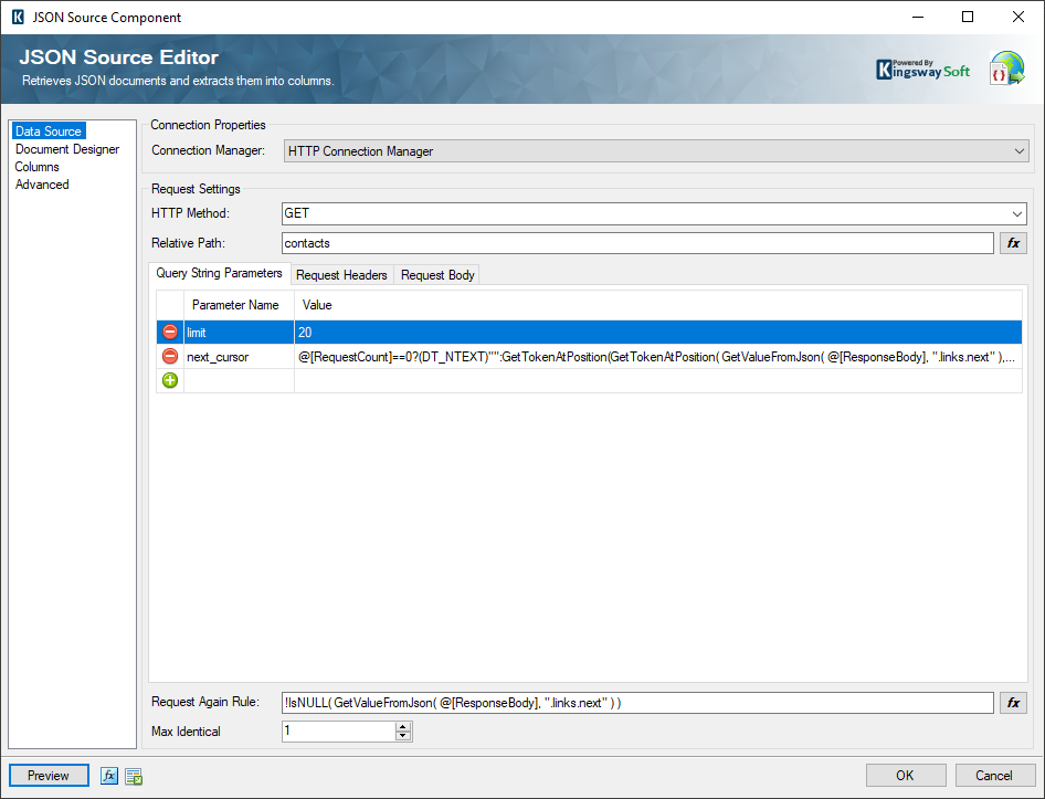 Paging Rest Requests In Ssis Using Kingswaysoft Json Source Component